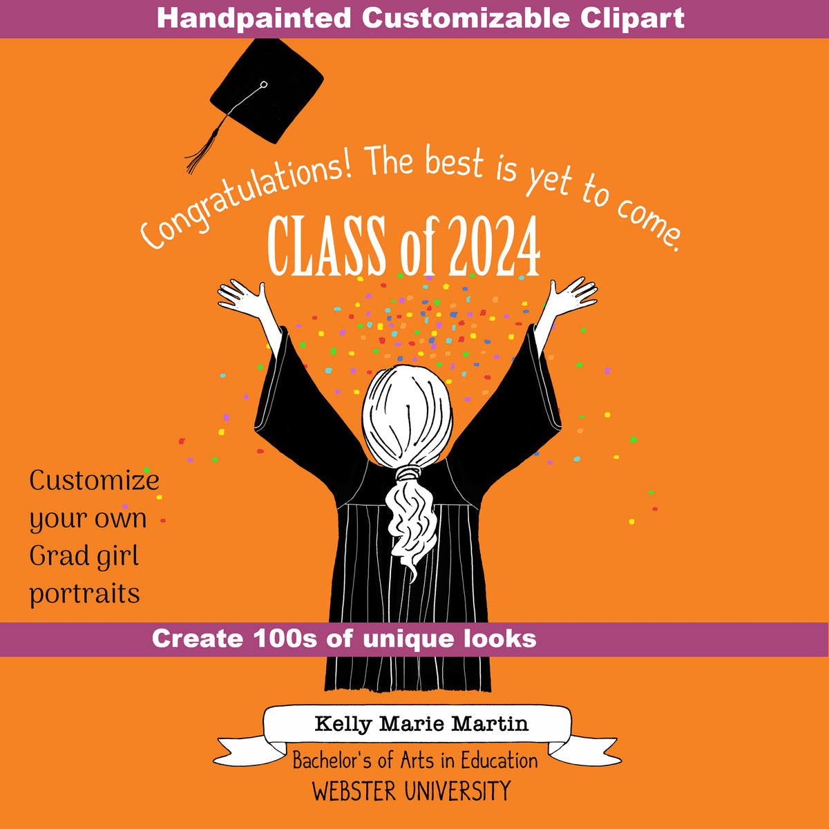 Graduation Girls Doodle clipart – PrintableHenry