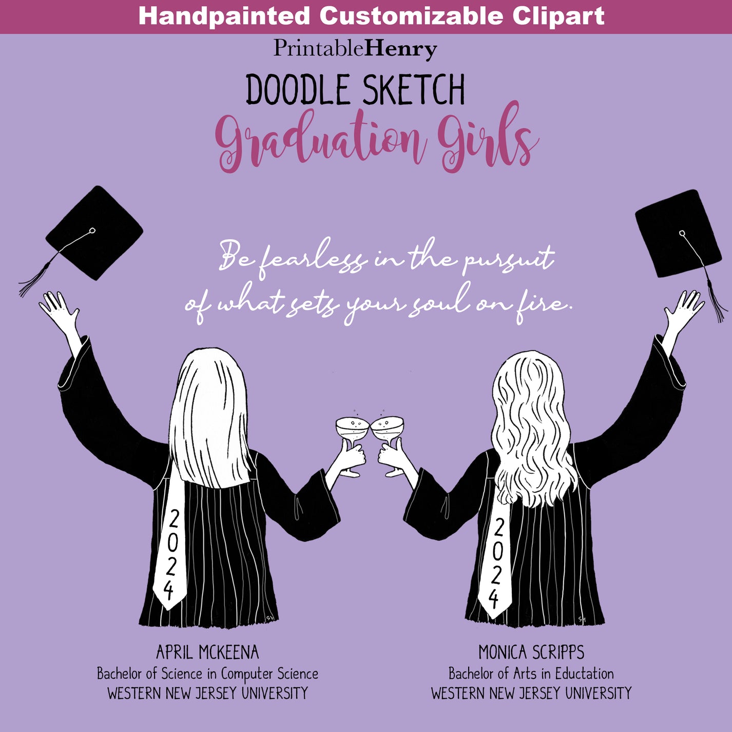 Graduation Girls Doodle clipart – PrintableHenry