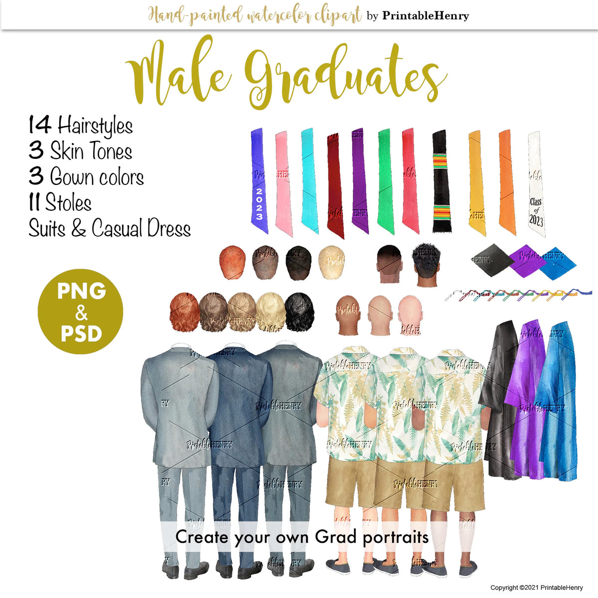 Male Grad Custom clipart kit – PrintableHenry